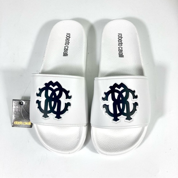 Roberto Cavalli | Shoes | Roberto Cavalli Women Logo Pool Slides ...